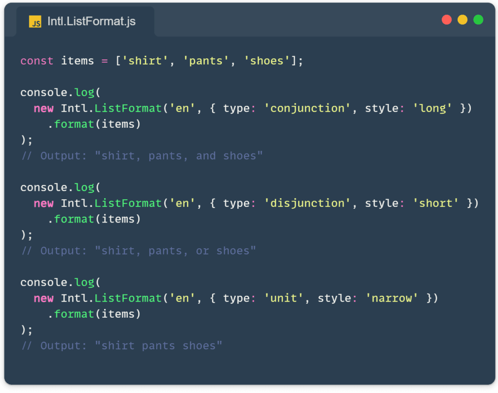 Intl.ListFormat in JavaScript: Format Lists with Ease - Front-end Tips